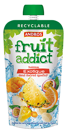 Fruit Addict, la boisson aux fruits en gourde par Andros - BACK EUROP ...